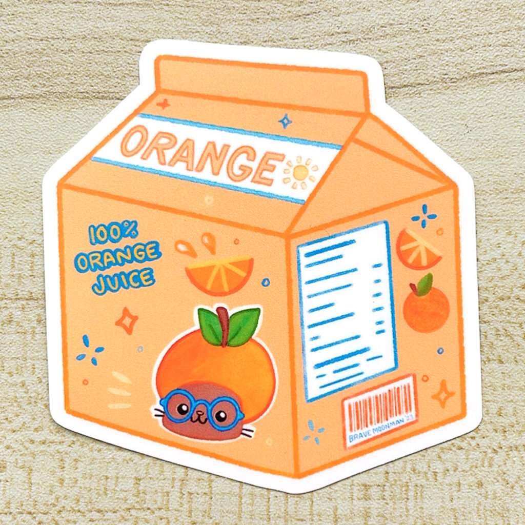 Orange Juice Vinyl Sticker - Brave Moonman