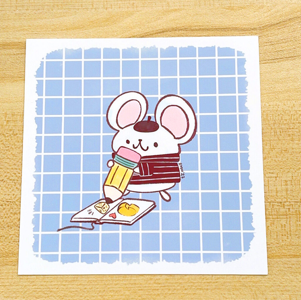Artist Mouse Drawing Cheese Art Print - Brave Moonman
