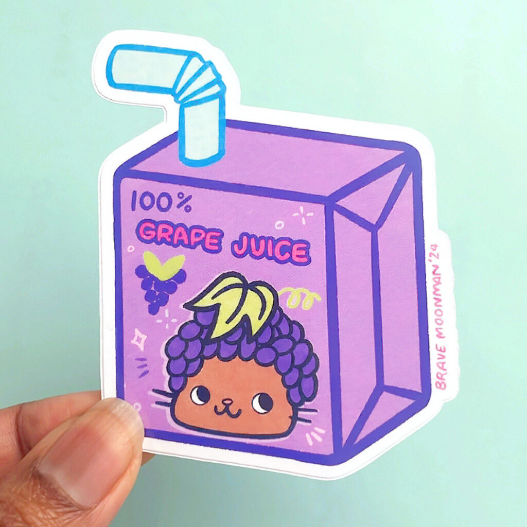 Grape Juice Box Vinyl Sticker - Brave Moonman